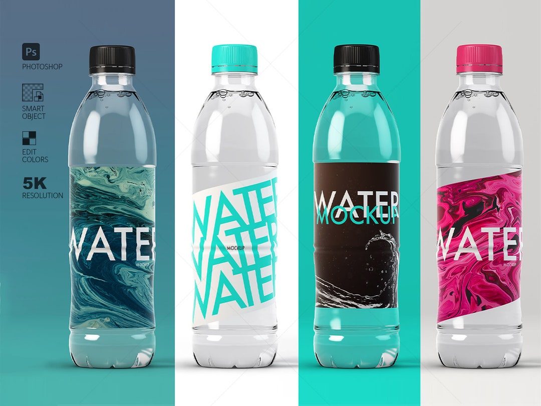 Clear Modern Water Bottle Photoshop Mockup With Smart Object, Use Your ...