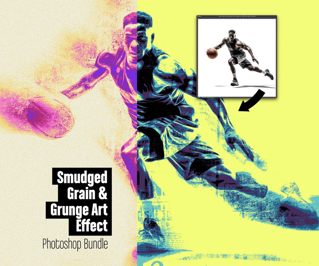 Smudged Grain and Grunge Art Effect Bundle: Instant Photoshop Image ...