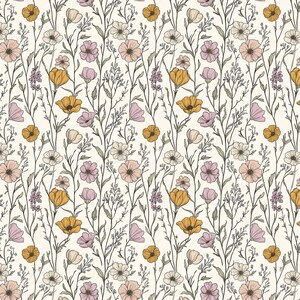 Botanical Seamless Pattern: California Poppies, Lavender, Sage (JPEG ...