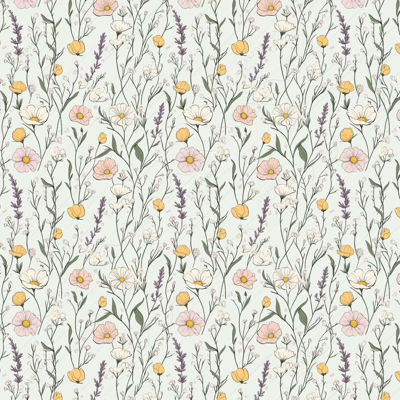 Lime Cream Floral Seamless Pattern Vintage Flowers Spring Floral Repeat ...