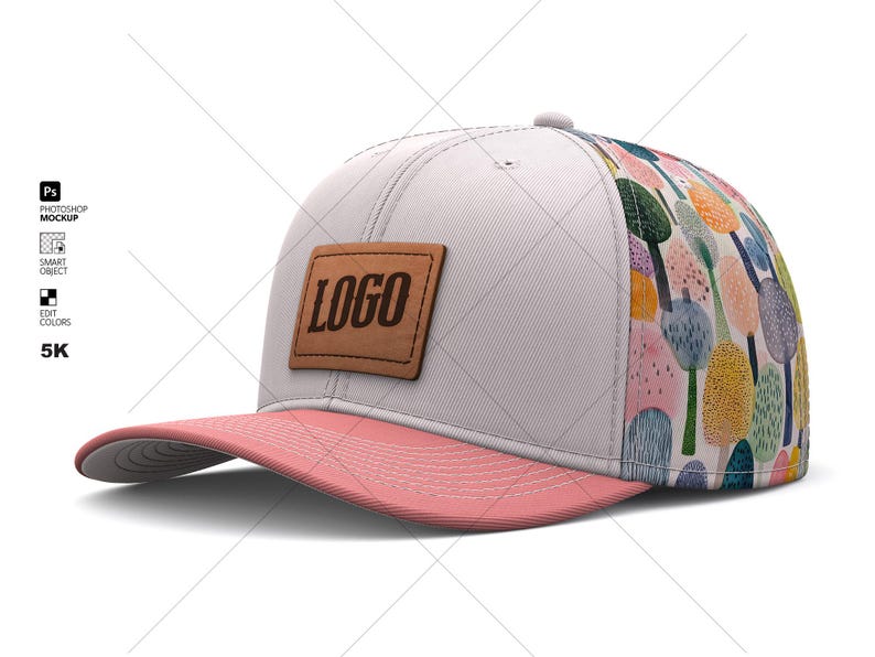 6-panel Cap Mockup | Full Fabric Hat Photoshop Template | Editable PSD ...