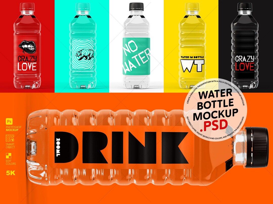 Plastic Bottle Mockup PSD – Custom Label, Cap, Liquid & Background ...