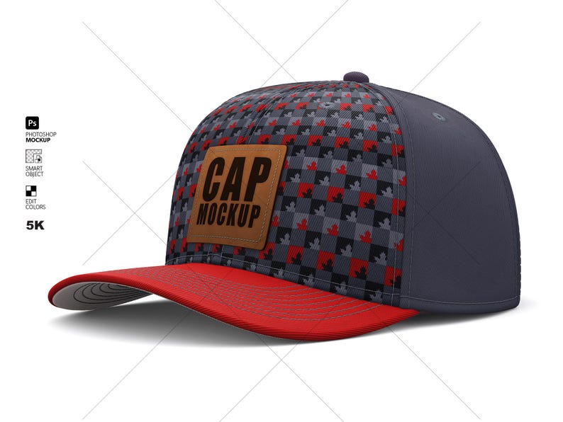 6-panel Cap Mockup | Full Fabric Hat Photoshop Template | Editable PSD ...