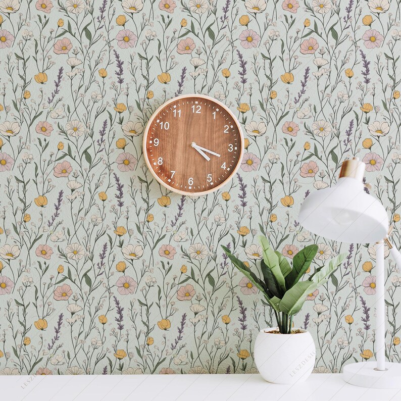 Lime Cream Floral Seamless Pattern Vintage Flowers Spring Floral Repeat ...