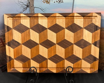 3D Optical Illusion Tumbling Block End Grain Cutting Board - Etsy