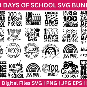 100 Days of School SVG Bundle, 100 Days Brighter,100 Days Teacher Shirt ...