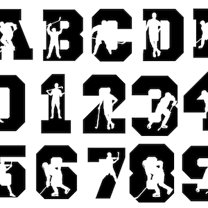 Hockey Alphabet and Numbers Svg, Hockey Font Svg, Hockey Svg, Hockey ...