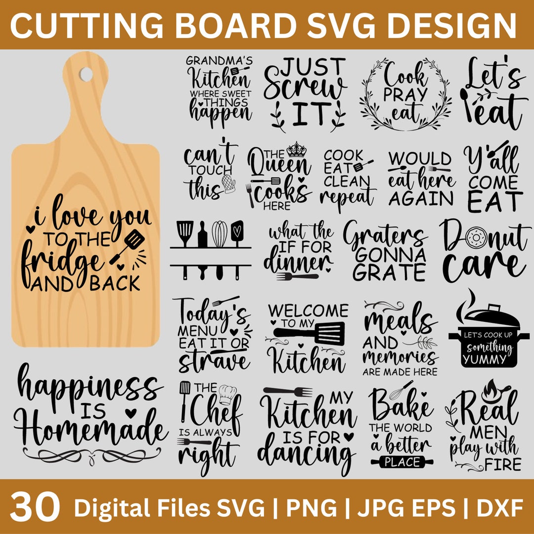 30 Cutting Board SVG Bundle, Funny Cutting Board Svg, Chopping Board ...