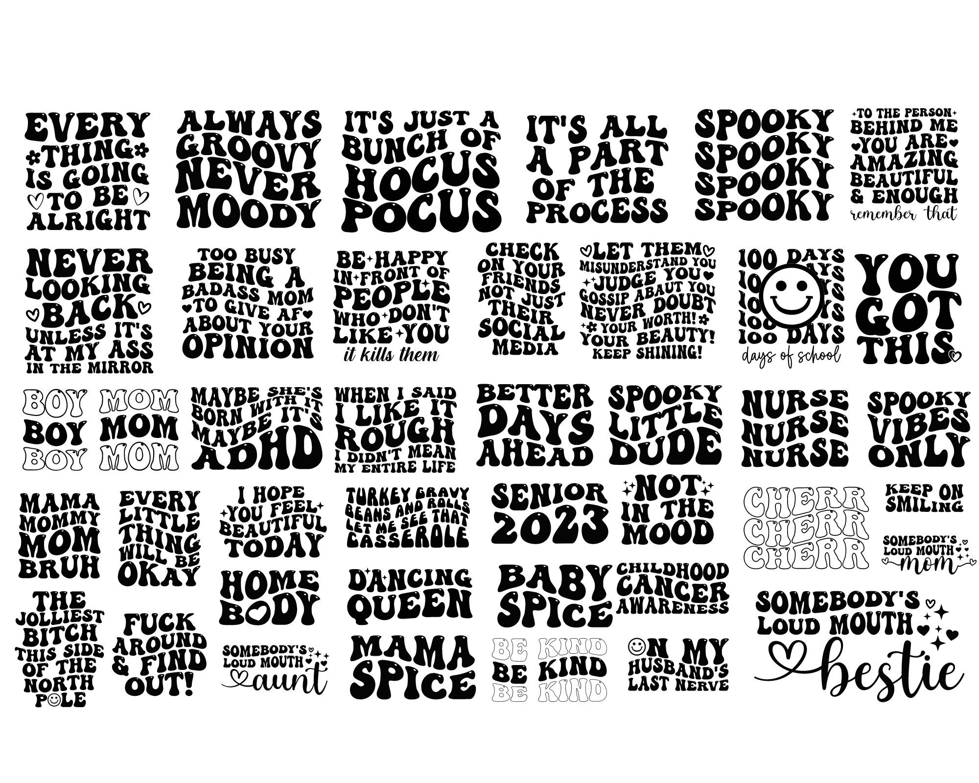 160 Groovy Svg Bundle Retro Svg Boho Svg Hippie Svg - Etsy