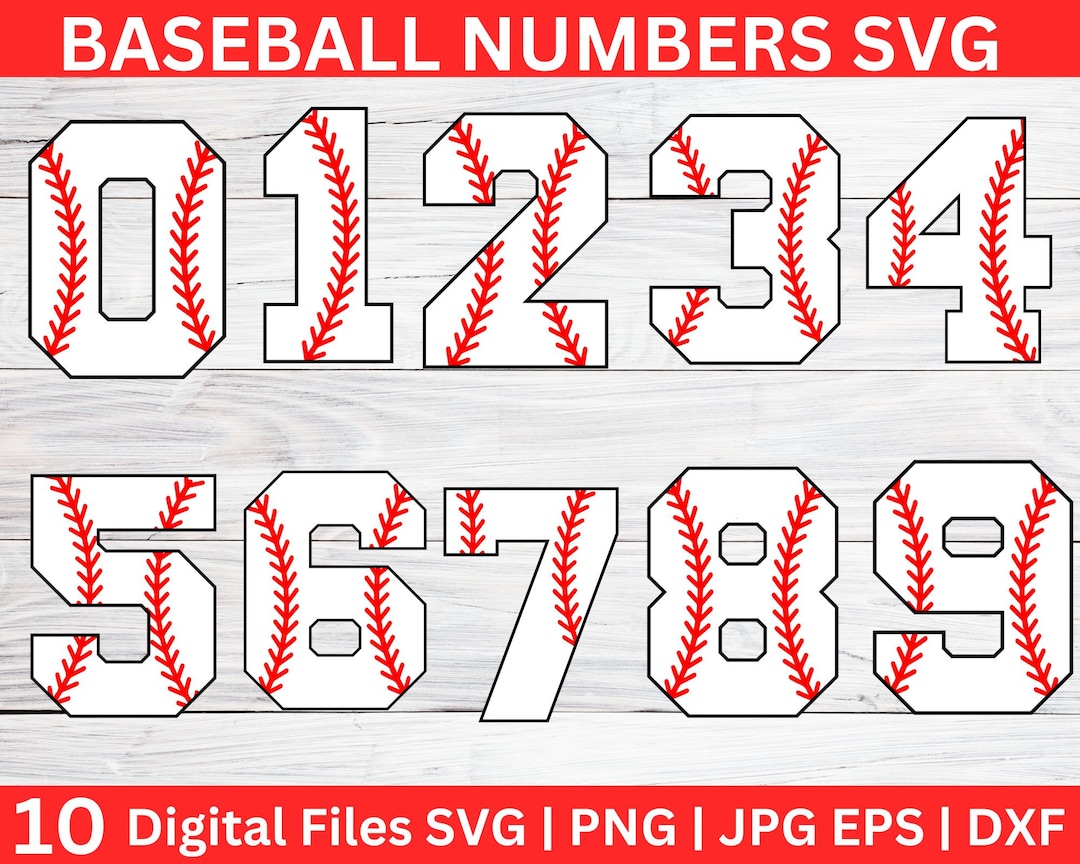 Baseball Numbers, Baseball Svg, Baseball Stitch, Baseball Font Svg ...