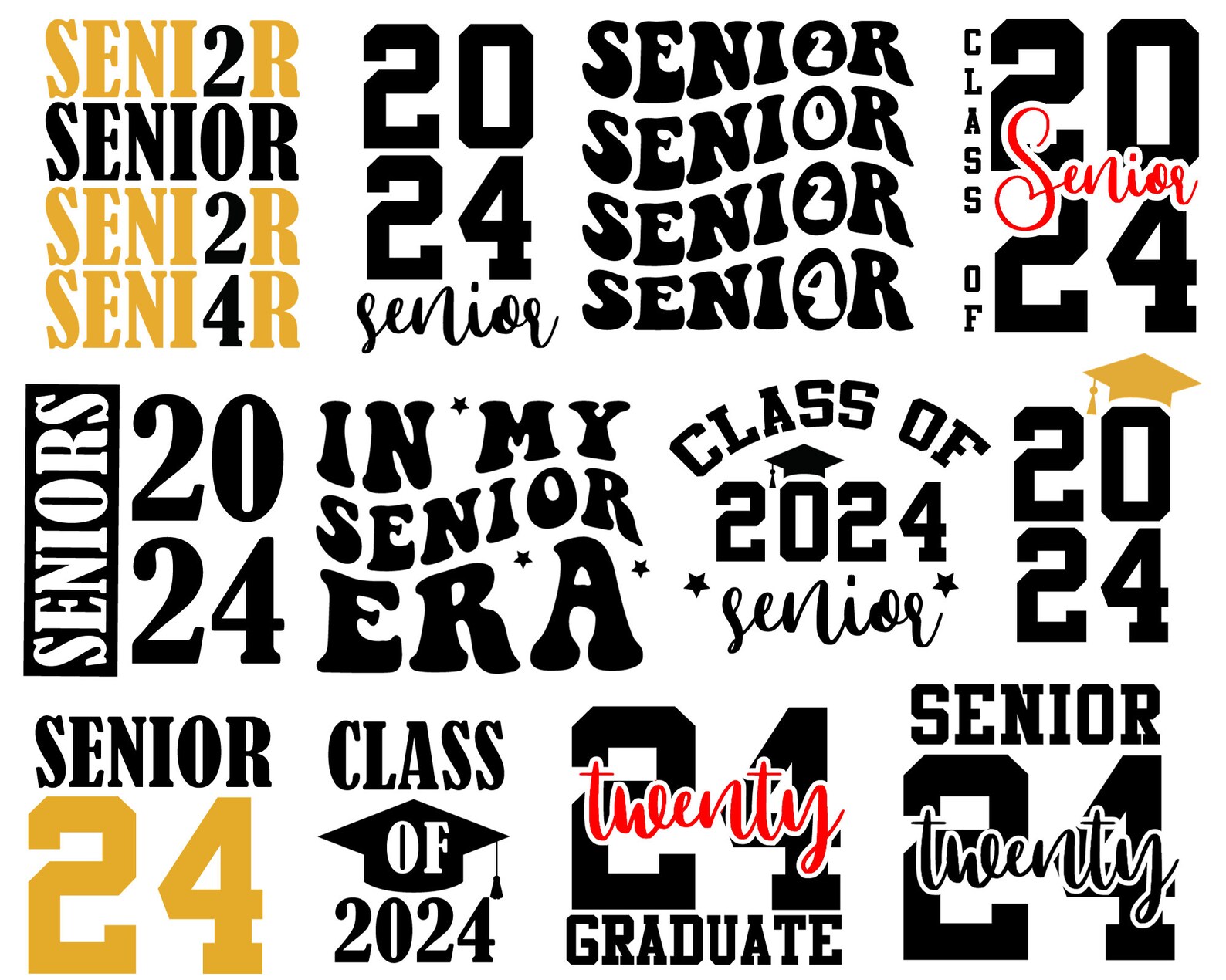 60 Senior 2024 SVG Mega Bundle, Class of 24 Svg, Proud Mom of 2024 ...