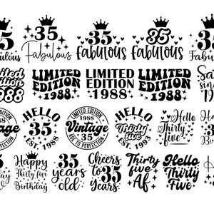 35th Birthday SVG Bundle, 35 Birthday SVG, Heers to 35 Years Svg ...