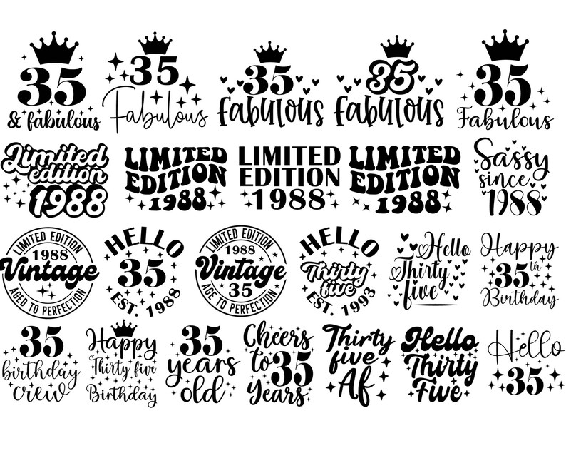 35th Birthday SVG Bundle, 35 Birthday SVG, Heers to 35 Years Svg ...