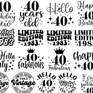 40th Birthday SVG Bundle, 40th Birthday Svg, Hello 40 Svg, Forty Svg ...