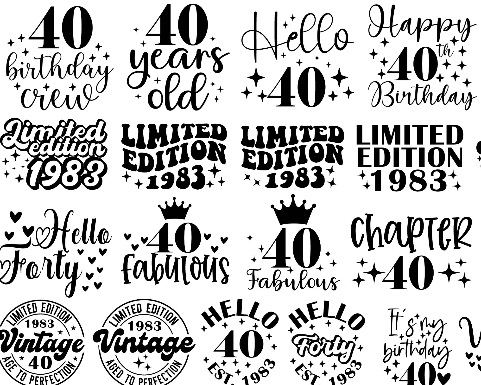 40th Birthday SVG Bundle 40th Birthday Svg Hello 40 Svg - Etsy UK