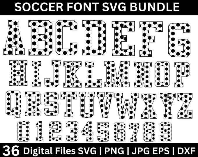 Soccer Numbers Svg, Soccer Font Alphabet, Football Font, Sports Font ...