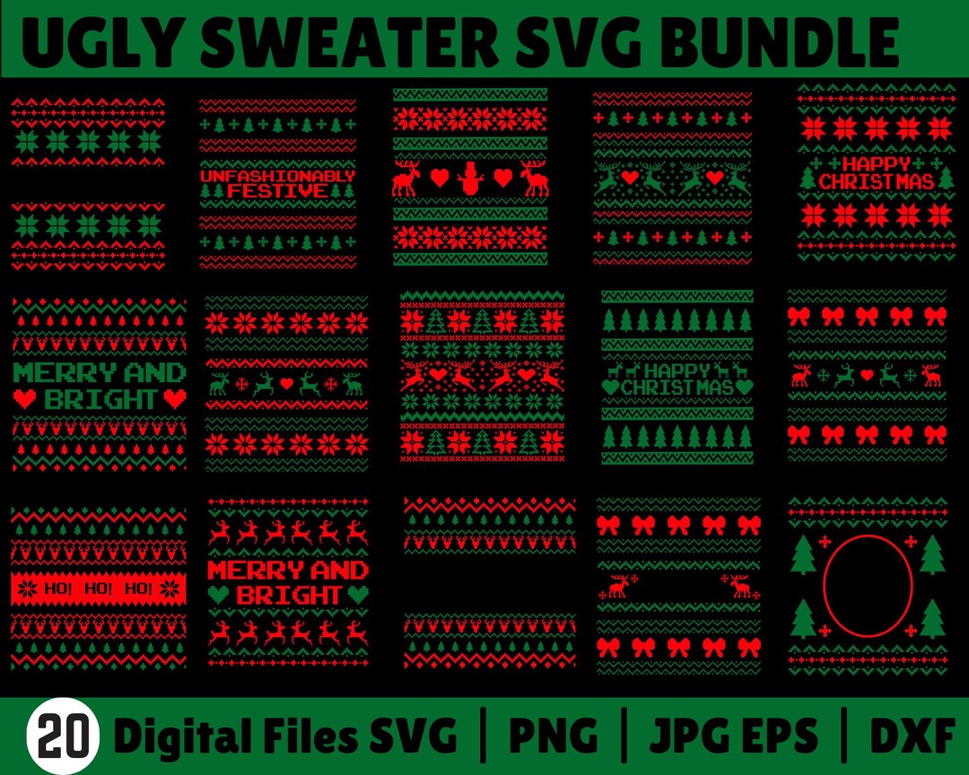 Ugly Sweater Svg Bundle, Christmas Ugly Sweater Templates, Ugly Sweater ...