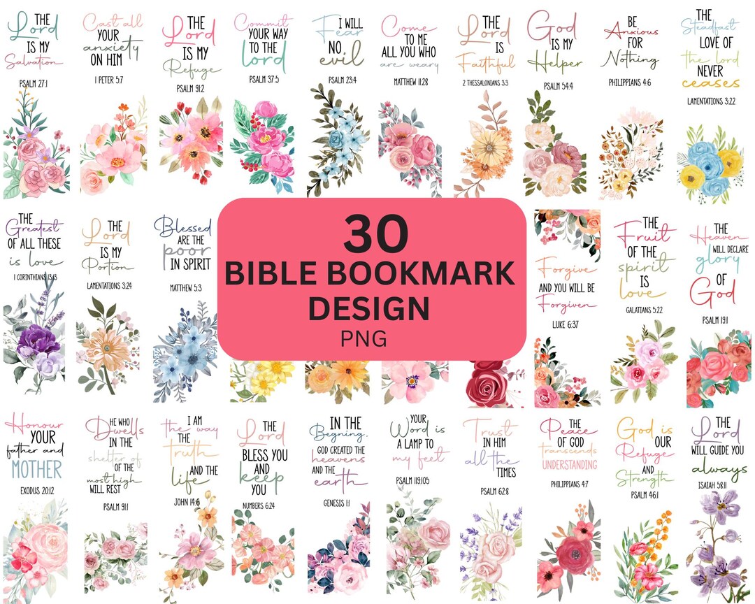 Bible Verses Bookmark Png Bundle, Religious Png, Inspirational Bookmark ...