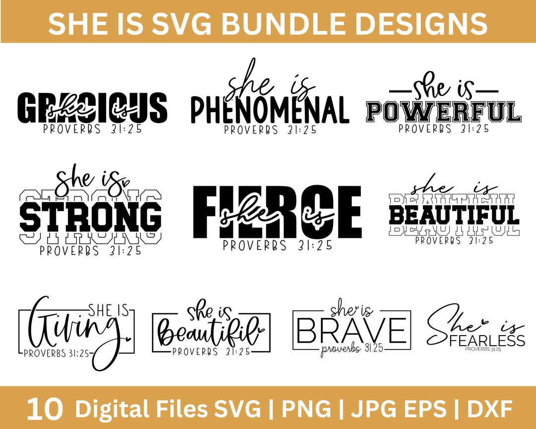 She is Strong SVG, She is Fearless Svg, She is Fierce Svg, Positive ...