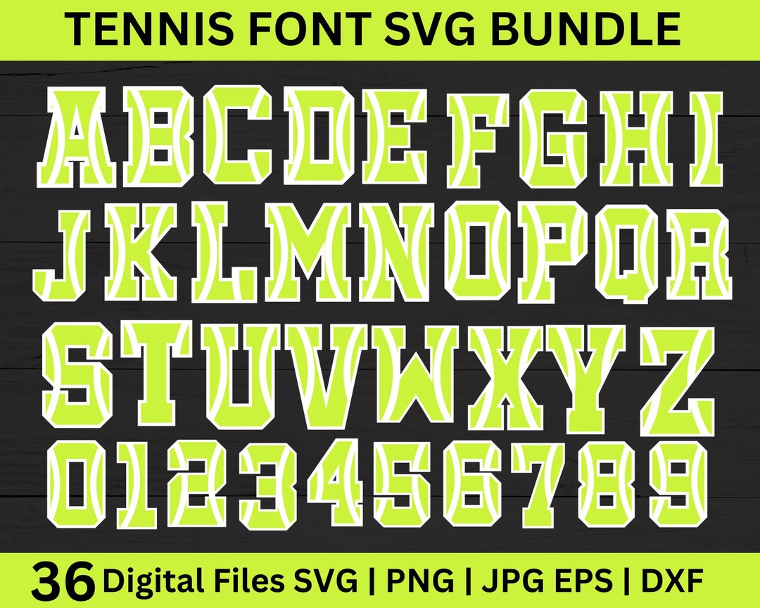 Tennis Ball Team Numbers Letter Font Alphabet SVG, Tennis Svg, Tennis ...