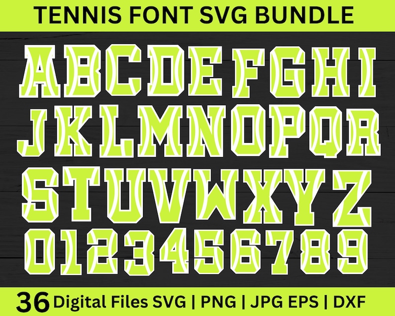 Tennis Ball Team Numbers Letter Font Alphabet SVG, Tennis Svg, Tennis ...