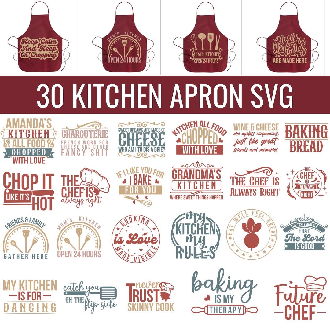 Kitchen Apron Svg Bundle, Apron Quotes Svg ,kitchen Quotes Svg,funny ...