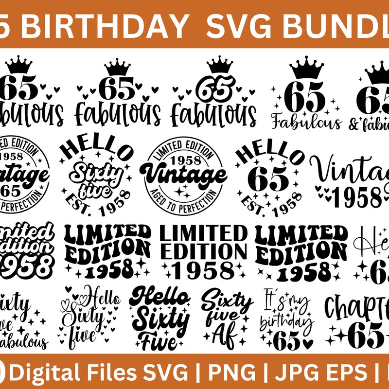 65th Birthday Svg - Etsy