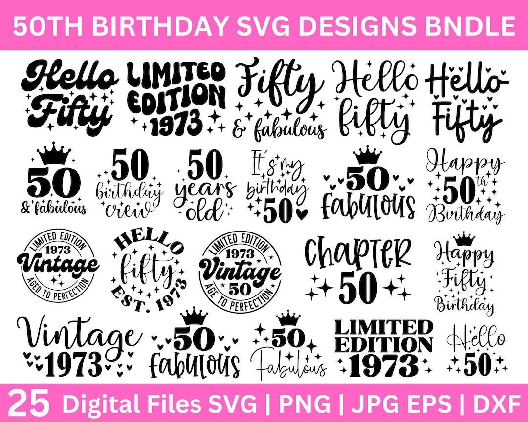 50th Birthday SVG Bundle, 50th Birthday Svg, Vintage 1972 Svg, Fifty ...