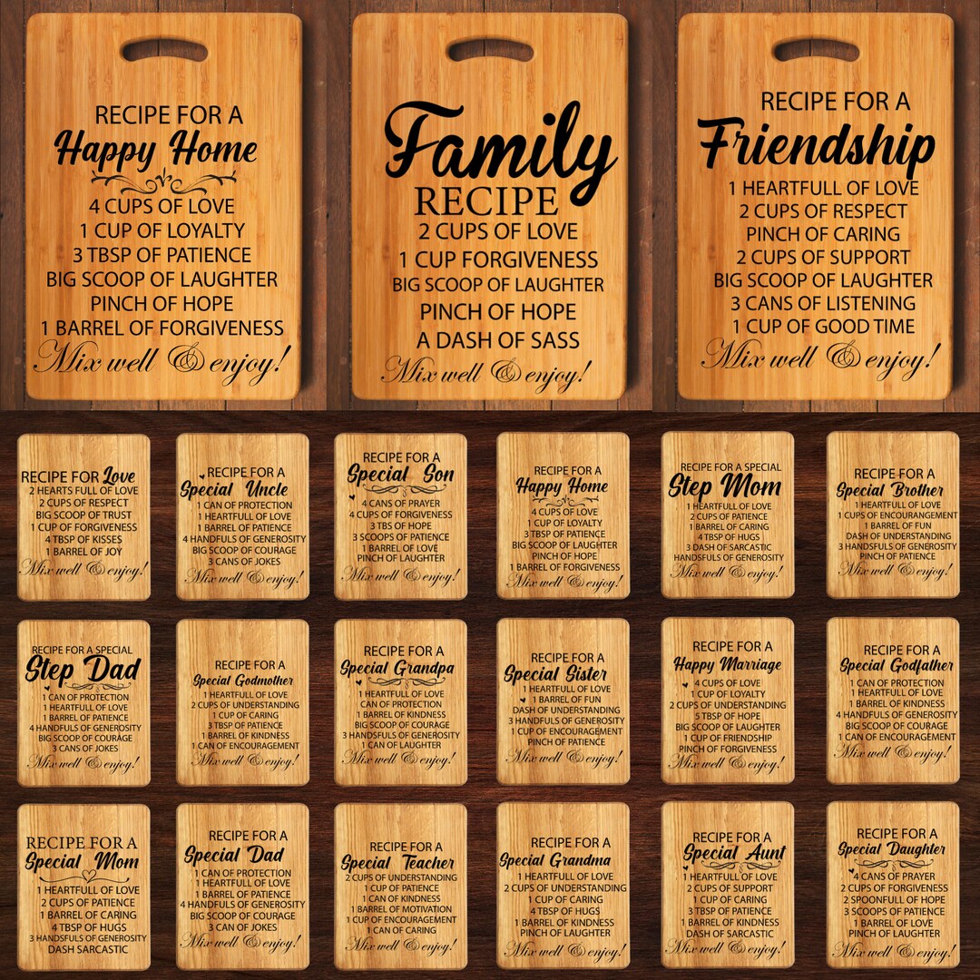 20 Family Recipe Svg Bundle, Funny Kitchen Svg, Cutting Board Quotes ...