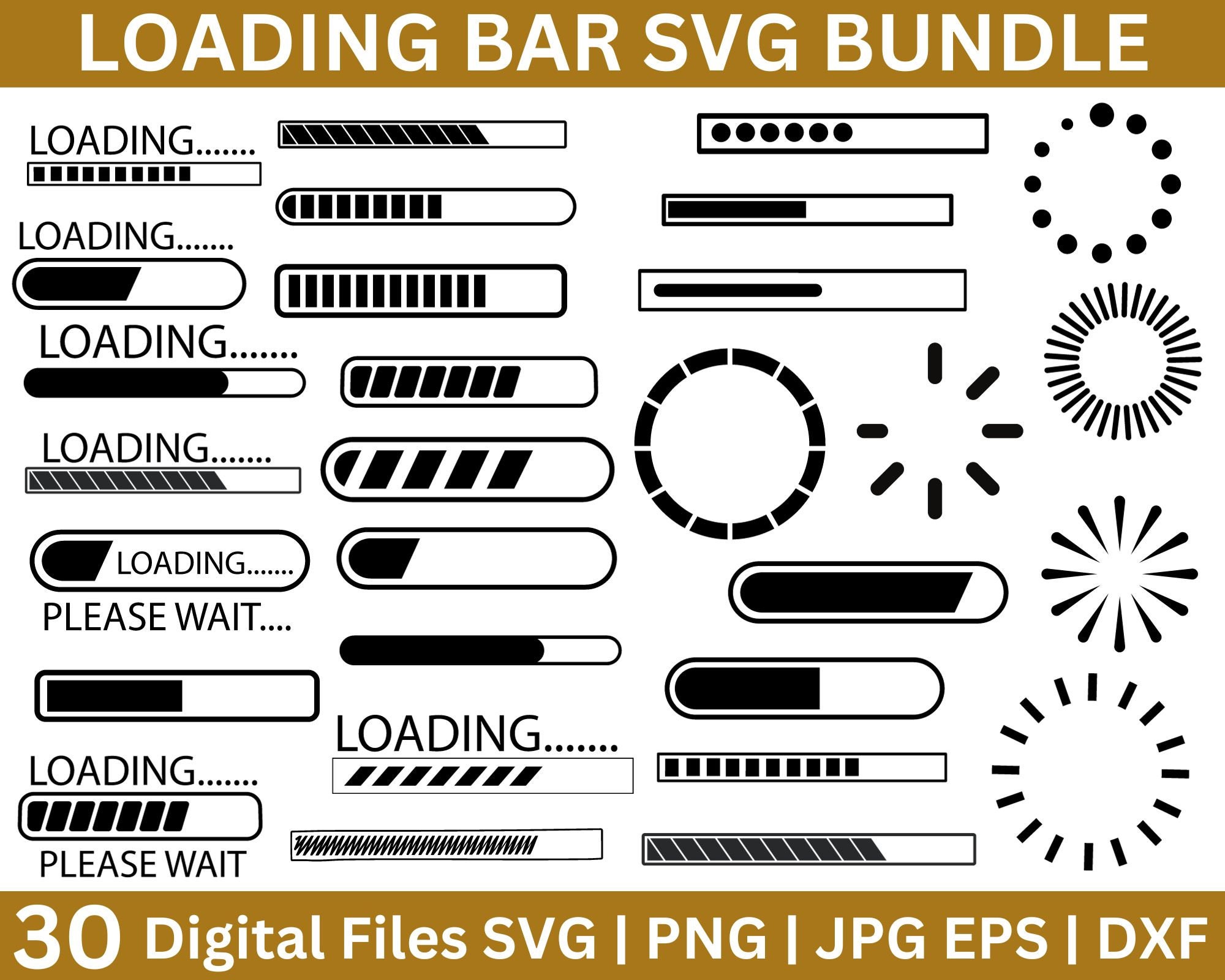 Loading Bar Svg Bundle Loading Svg Loading Please Wait SVG - Etsy UK
