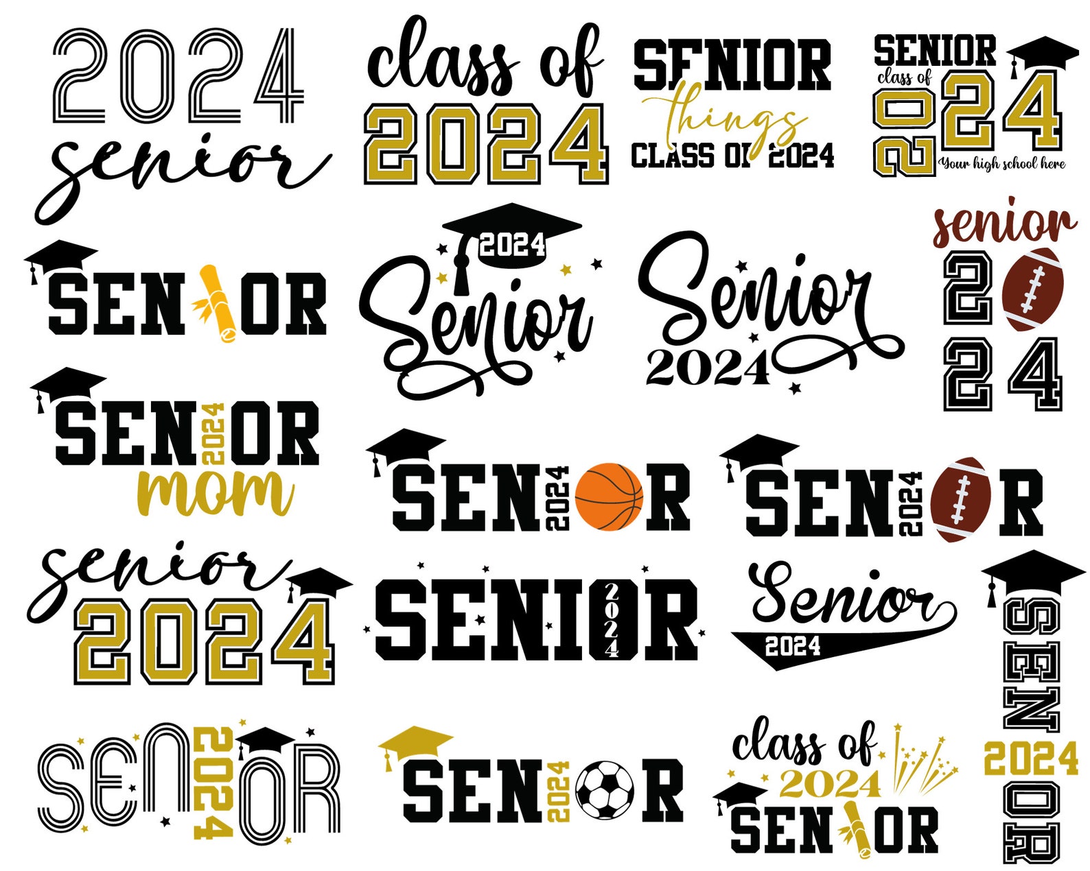 60 Senior 2024 SVG Mega Bundle, Class of 24 Svg, Proud Mom of 2024 ...