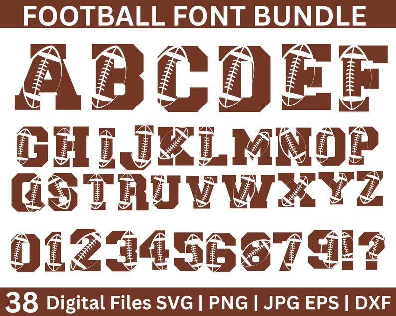 Football SVG Alphabet, Football Alphabet and Numbers SVG Bundle ...