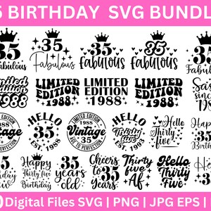 35th Birthday SVG Bundle, 35 Birthday SVG, Heers to 35 Years Svg ...