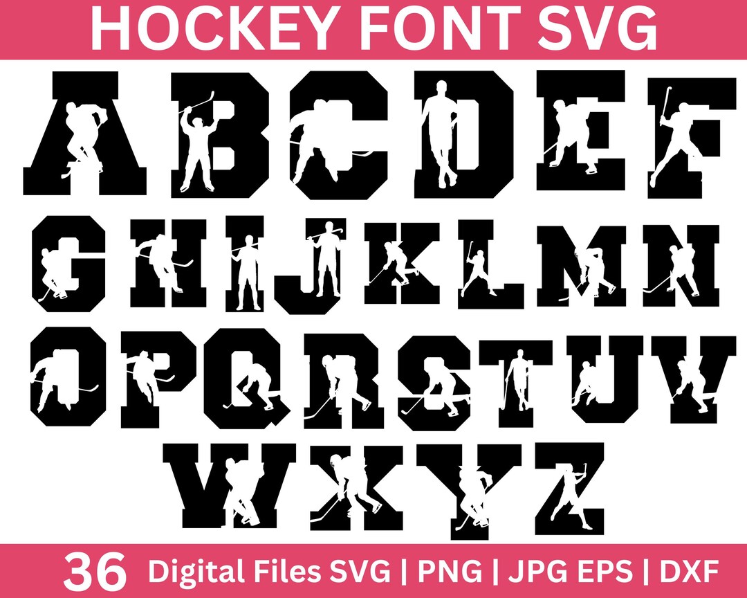 Hockey Alphabet and Numbers Svg, Hockey Font Svg, Hockey Svg, Hockey ...