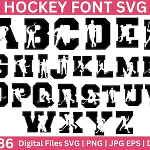 Hockey Alphabet and Numbers Svg, Hockey Font Svg, Hockey Svg, Hockey ...