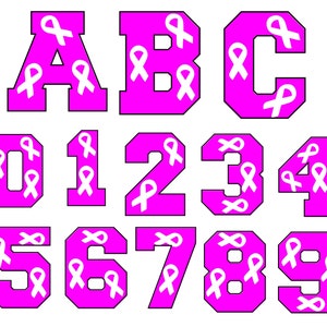 Pink Breast Cancer Awareness Alphabet and Numbers Svg, Breast Cancer ...