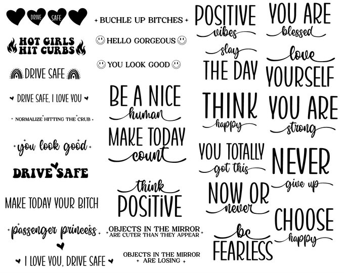 Car Mirror Saying Bundle Digital Decal Files, Cut Files for Cricut, Svg ...