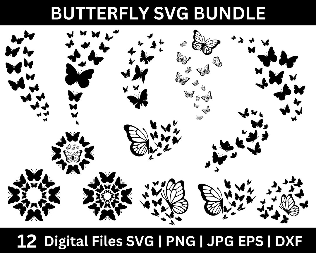 Flying Butterflies Svg Bundle Butterfly Svg Designs Butterfly Swarm