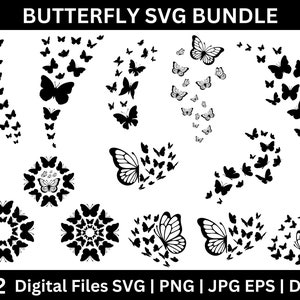 Flying Butterflies Svg Bundle, Butterfly Svg Designs, Butterfly Swarm ...