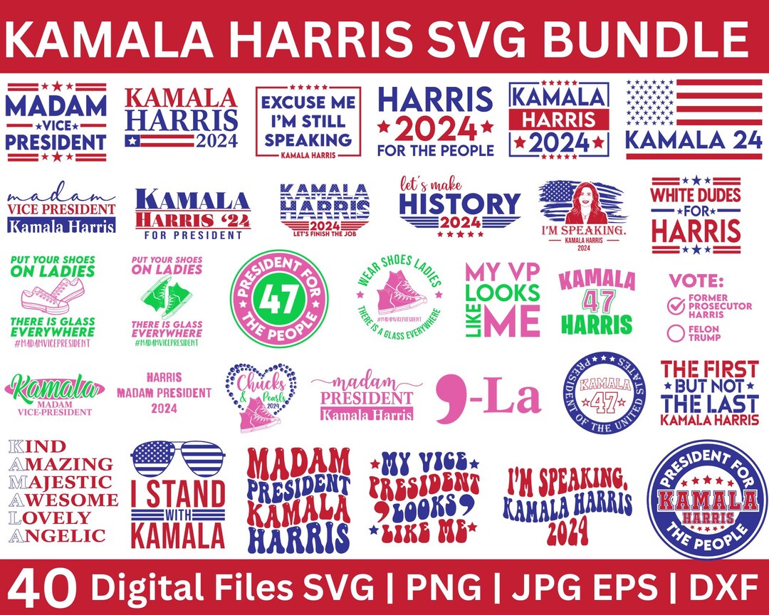 Kamala Harris 2024 Png Bundle, Kamala for President Svg, Harris 2024 ...