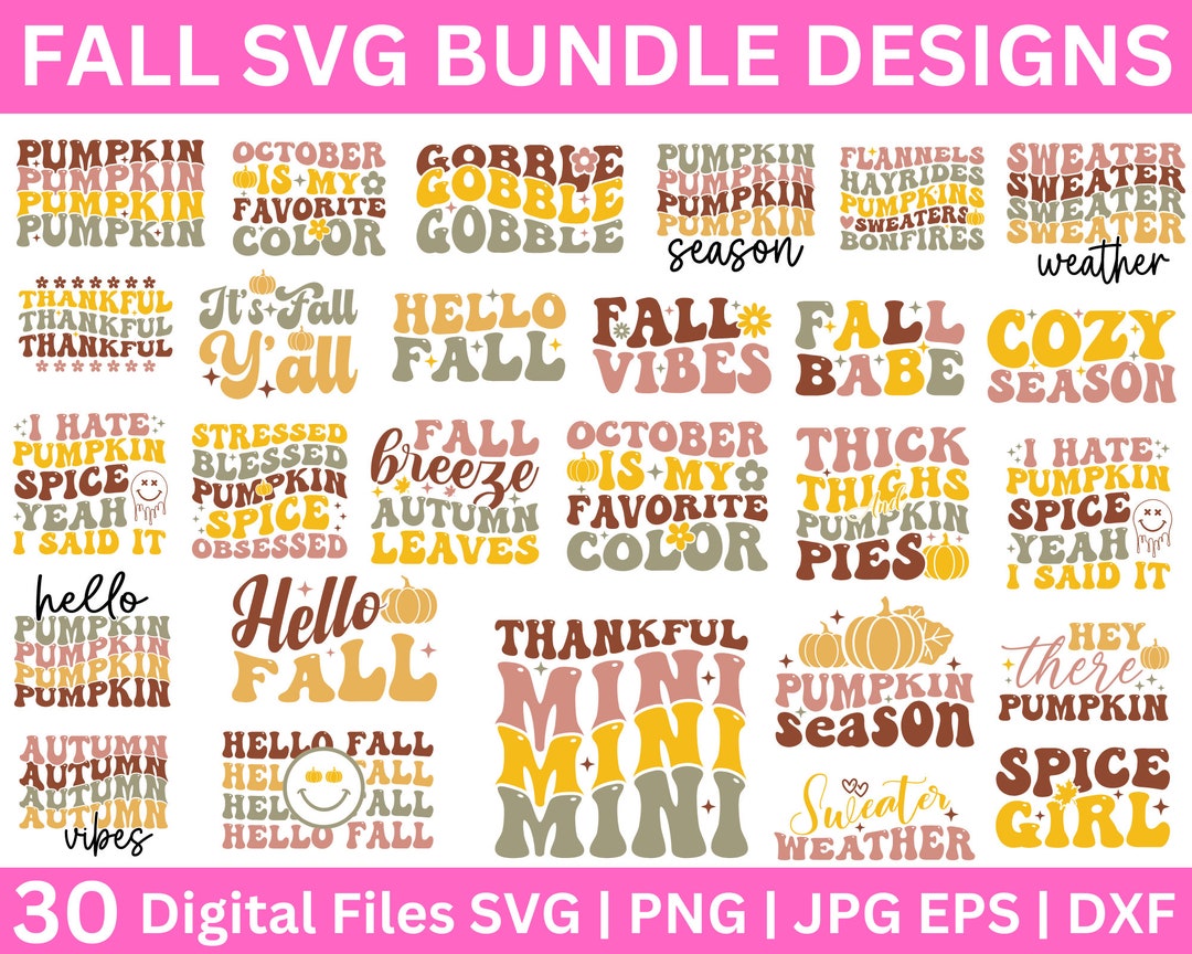 30 Retro Fall Bundle SVG PNG, Groovy Autumn Svg, Hello Fall Cozy ...