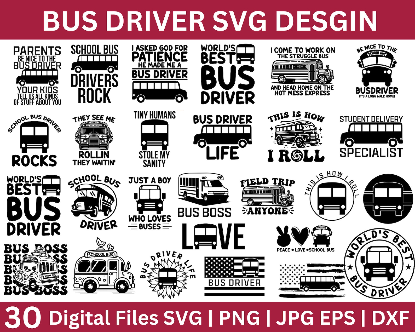 School Bus Driver Svg Bundle, Bus Driver Svg, Bus Driver Shirt Svg ...