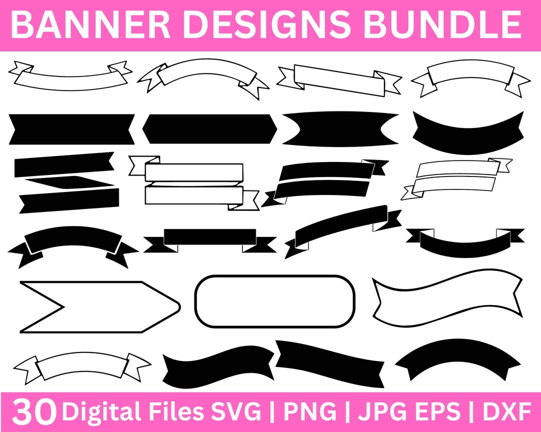 Banner Svg Bundle Ribbon Banner Svgbanner Vector Banner - Etsy