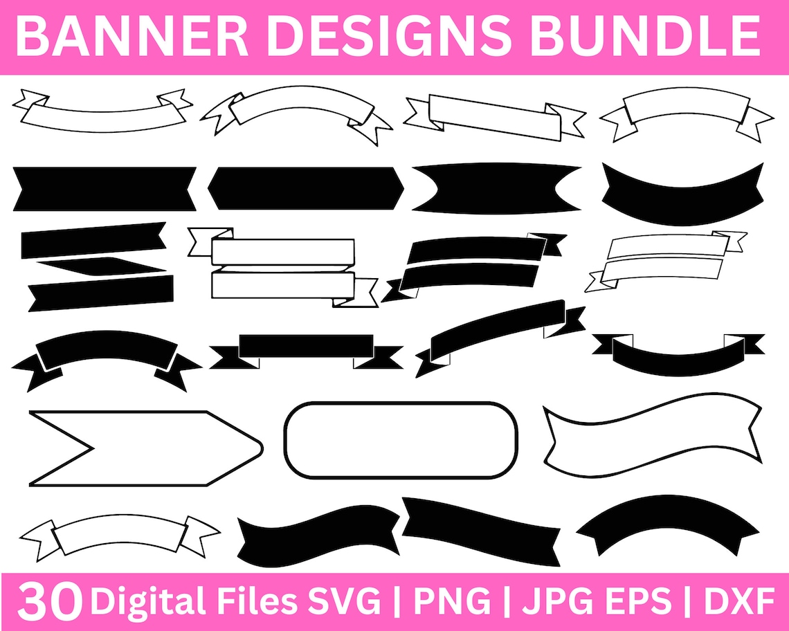 Banner Svg Bundle Ribbon Banner Svgbanner Vector Banner - Etsy