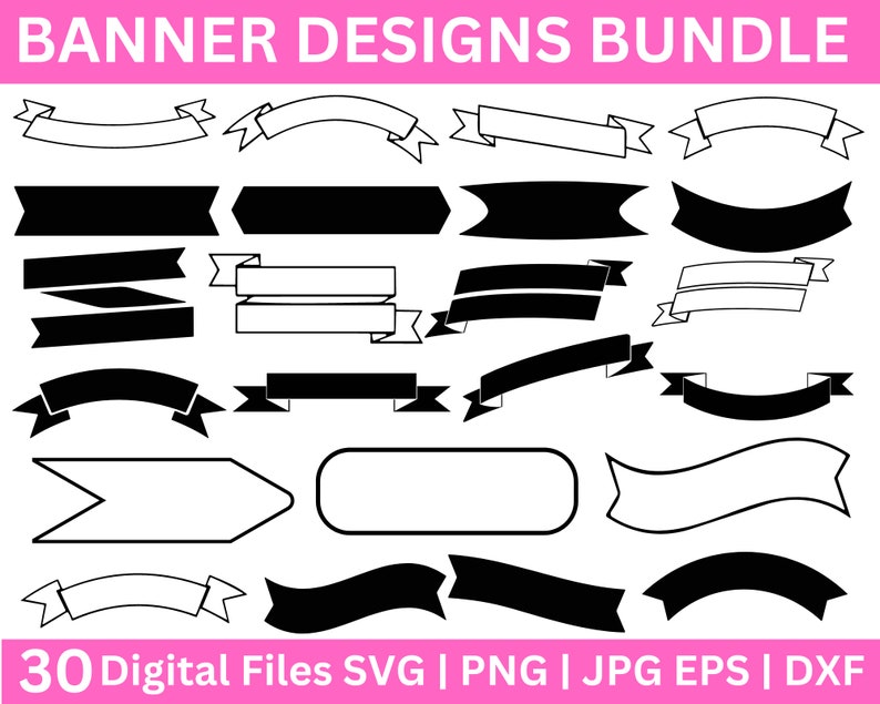 Banner Svg Bundle Ribbon Banner Svgbanner Vector Banner - Etsy