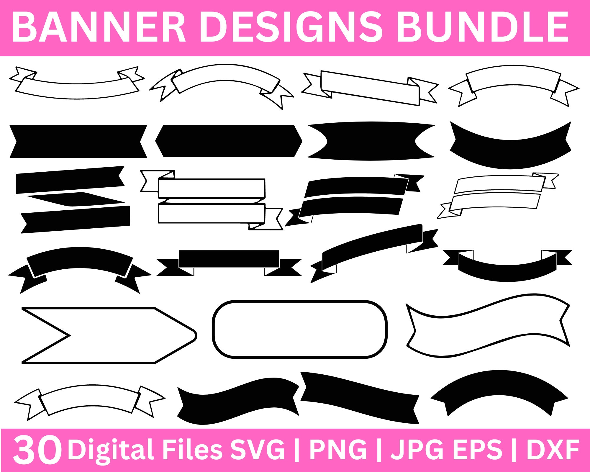 Banner Svg Bundle Ribbon Banner Svgbanner Vector Banner - Etsy