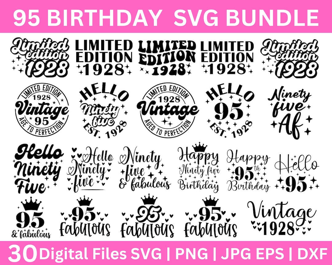 95th Birthday SVG Bundle, 95th Birthday Shirt SVG, Cheers to 95 Years ...