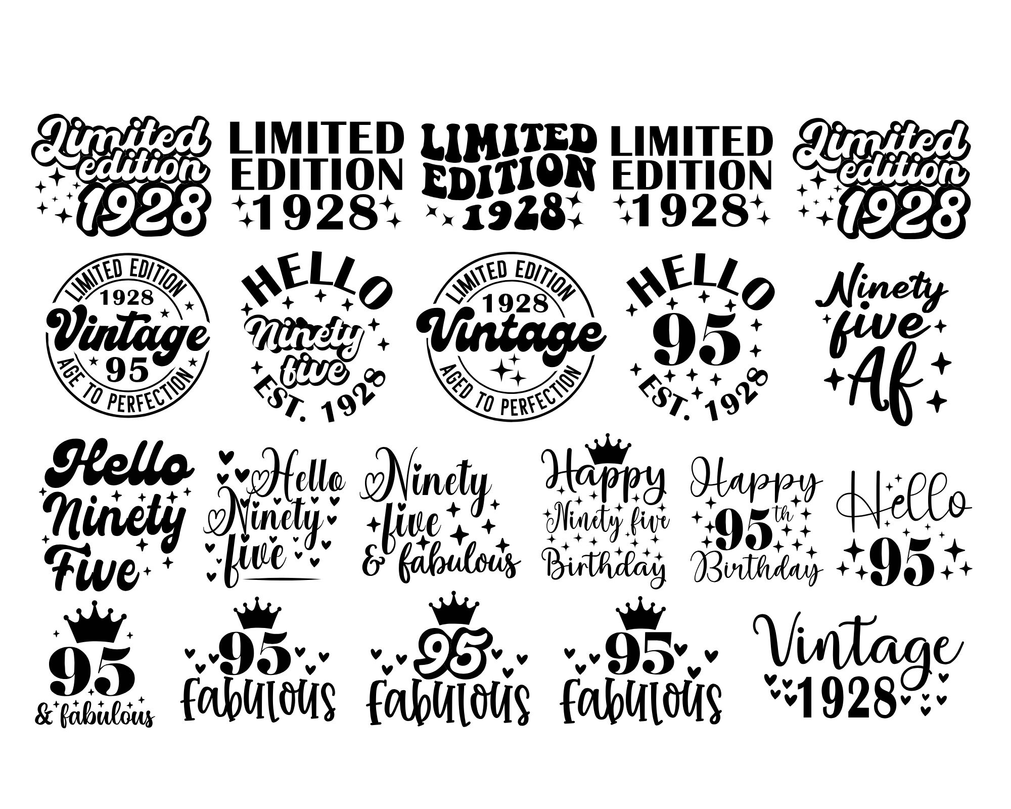 95th Birthday SVG Bundle, 95th Birthday Shirt SVG, Cheers to 95 Years ...