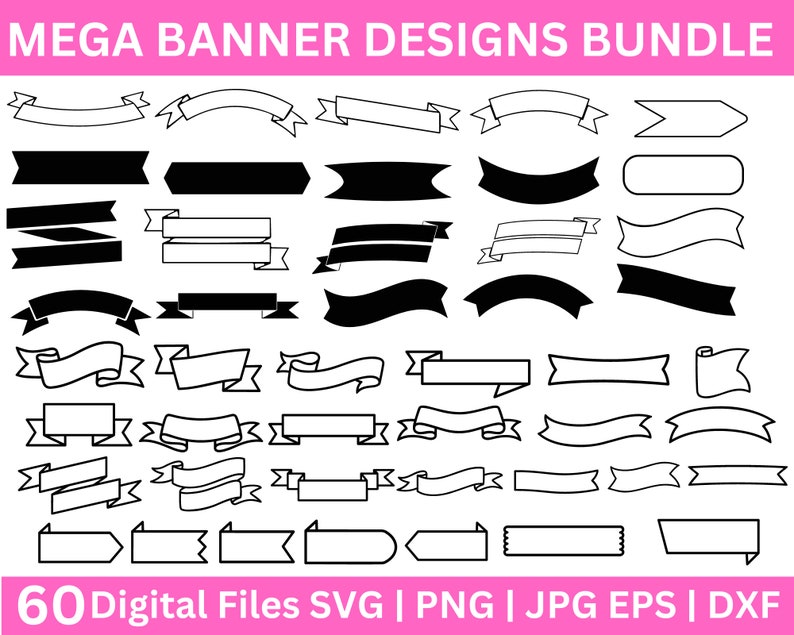 Banner Svg Bundle, Banner Clipart, Banners Png, Birthday Banner Svg ...