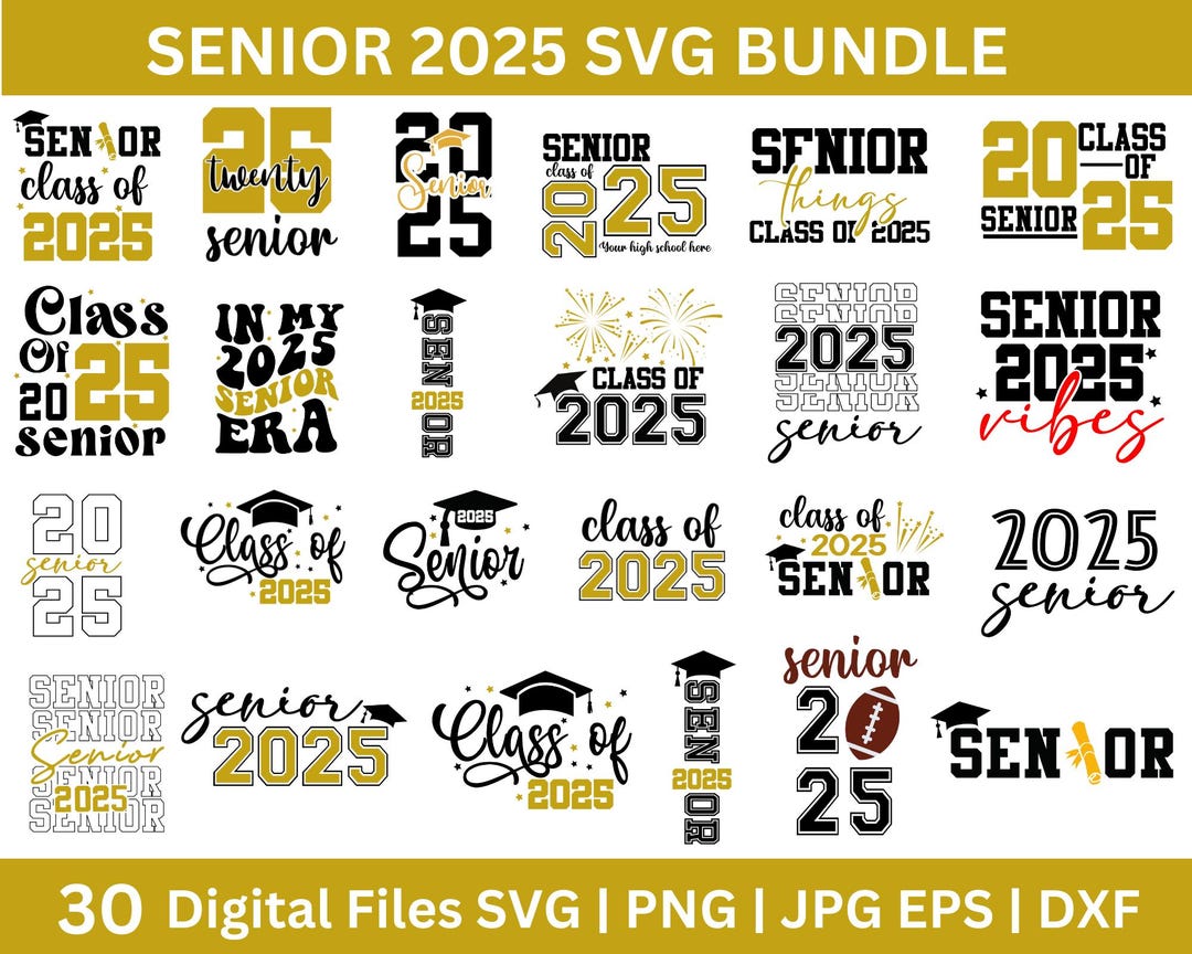 30 Senior 2025 SVG Bundle, Graduation Svg, Class of 25 Svg, Proud Mom ...